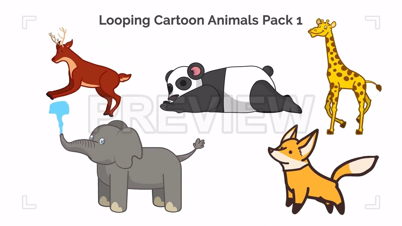 دانلود فوتیج انیمیشن حیوانات Looping Cartoon Animals Pack - نماشا